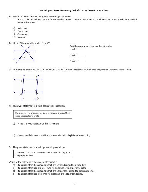 EOC Geometry Practice Test - Kent