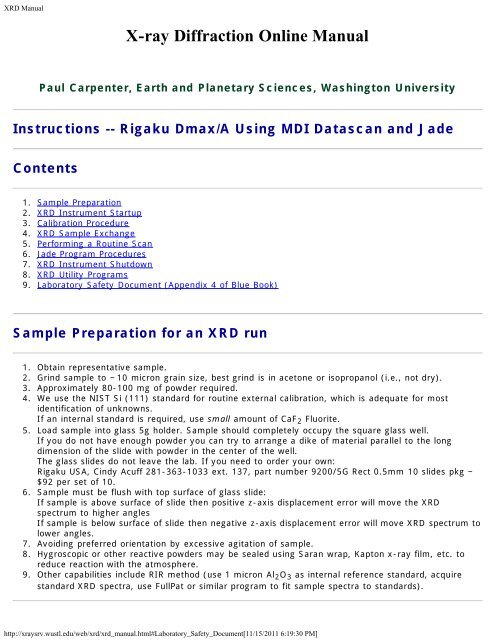 XRD Manual - Earth and Planetary Sciences Electron Microprobe ...