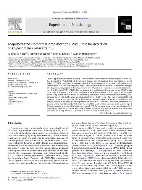 Loop-mediated Isothermal Amplification (LAMP) test for detection of ...