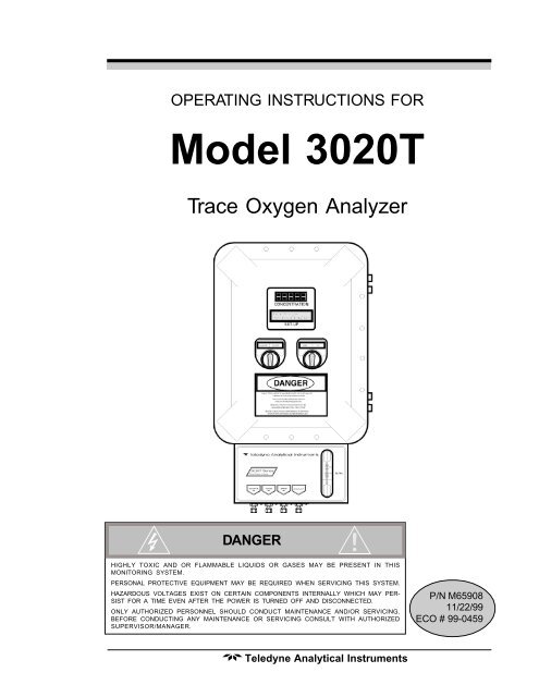 Model 3020T - Teledyne Analytical Instruments