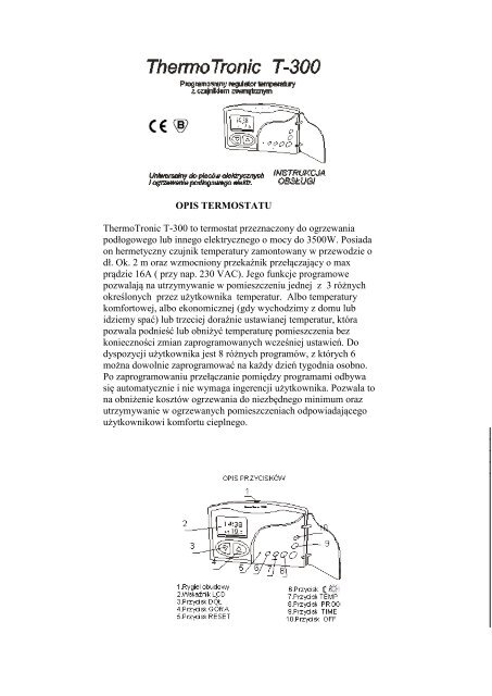 OPIS TERMOSTATU Thermotronic T-300 to termostat ...