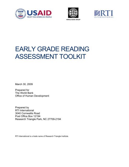 EARLY GRADE READING ASSESSMENT TOOLKIT - EdData II