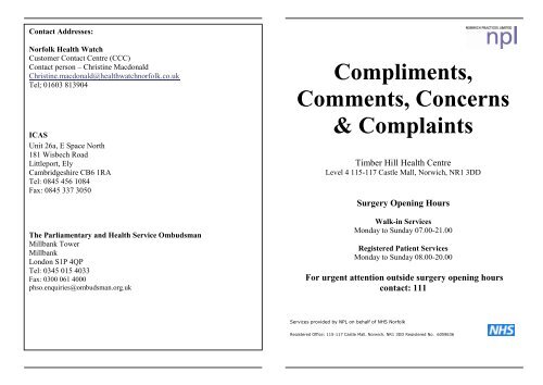 Compliments, Comments, Concerns & Complaints - Timber Hill ...