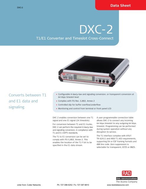 DXC-2 data sheet pdf - Cutter Networks