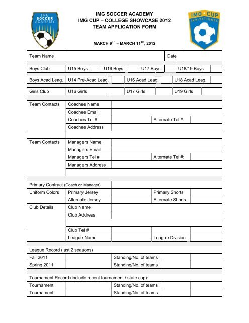 Team Application - IMG Academy