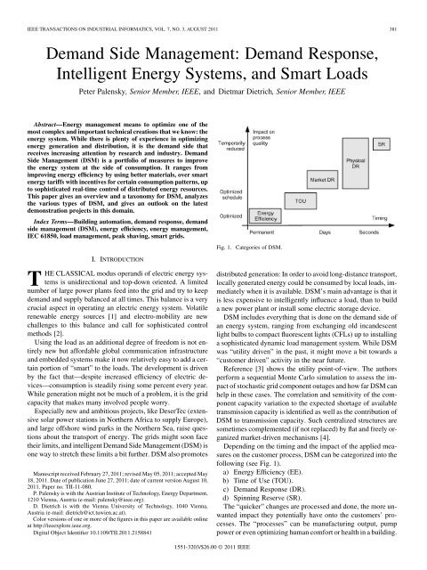 Demand Side Management: Demand Response ... - Palensky.org