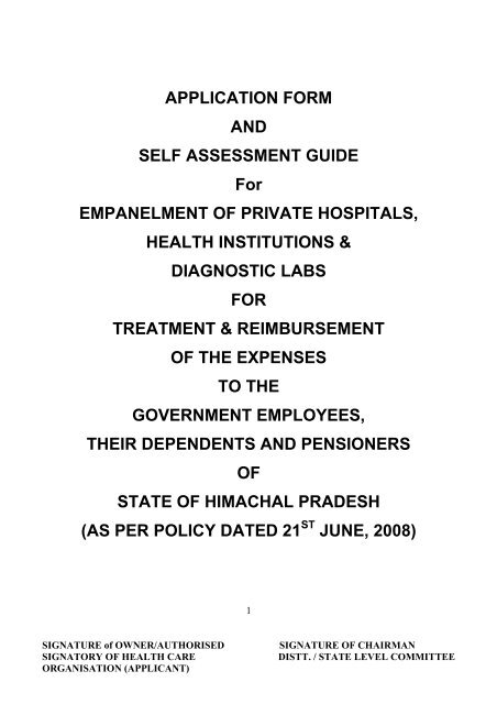 Application Form & Self Assessment Guide - HP Health Department