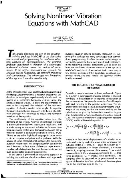 Solving Nonlinear Vibration Equations with MathCAD