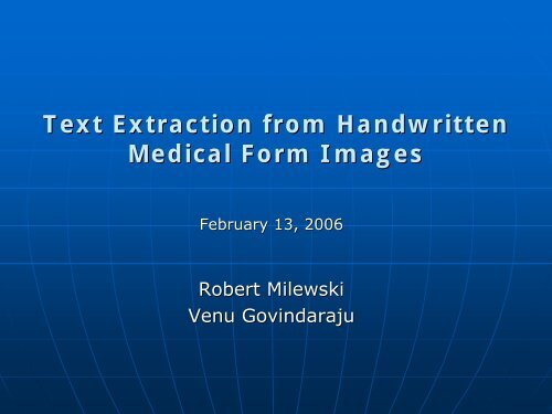 Text Extraction from Handwritten Medical Form Images - CEDAR