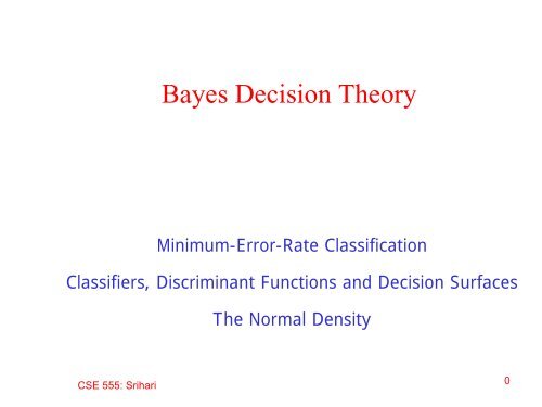 Minimum Error Rate Classification - CEDAR