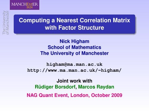 Computing A Nearest Correlation Matrix With Factor Structure Nag