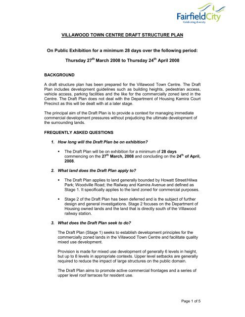 VILLAWOOD TOWN CENTRE DRAFT STRUCTURE PLAN On ...