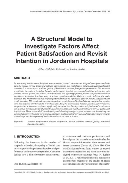A Structural Model to Investigate Factors Affect Patient Satisfaction ...