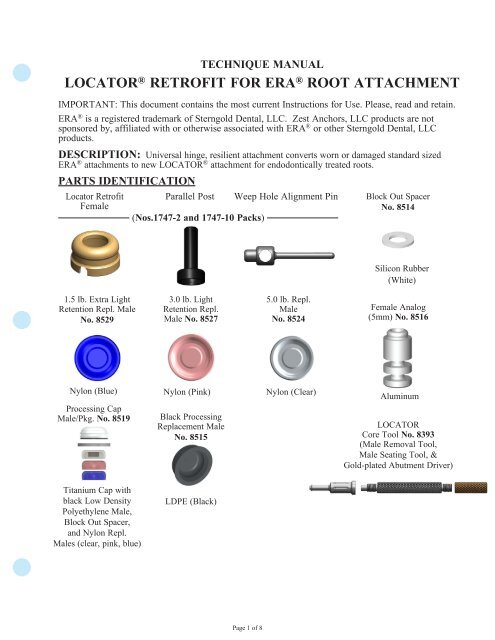 locatorÂ® retrofit for era Â® root attachment - XPdent.com