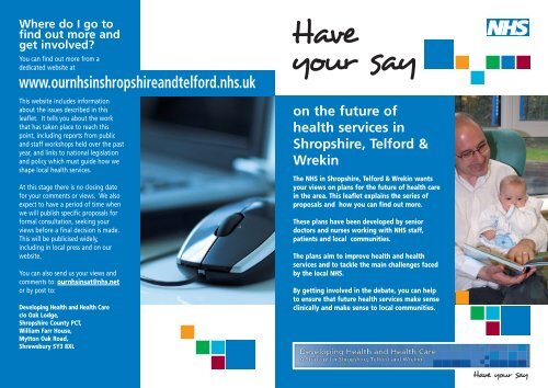 Have Your Say flyer - Royal Shrewsbury Hospitals NHS Trust