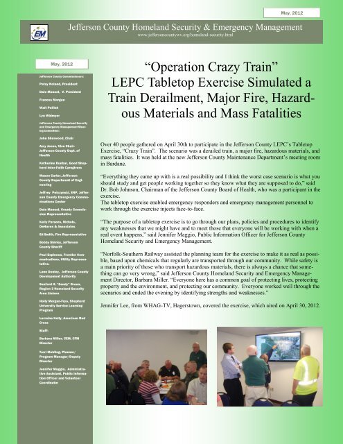 LEPC Tabletop Exercise Simulated - Jefferson County Commission