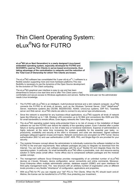 Thin Client Operating System: eLux NG for FUTRO