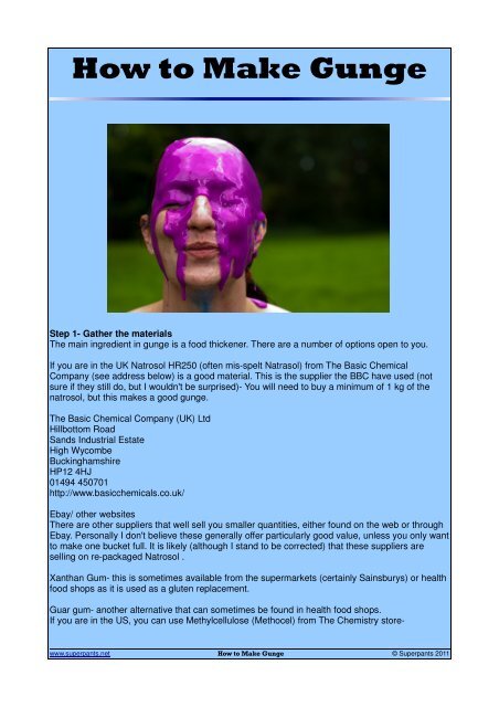 Gunge Recipe Factsheet PDF - Superpants.net