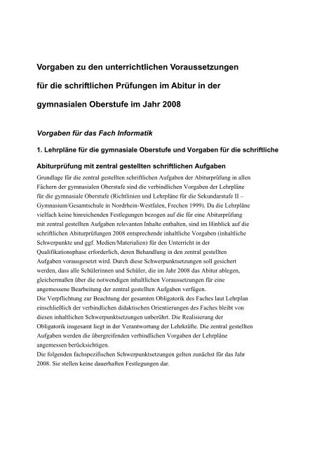 Vorgaben Abitur - Lo-net2