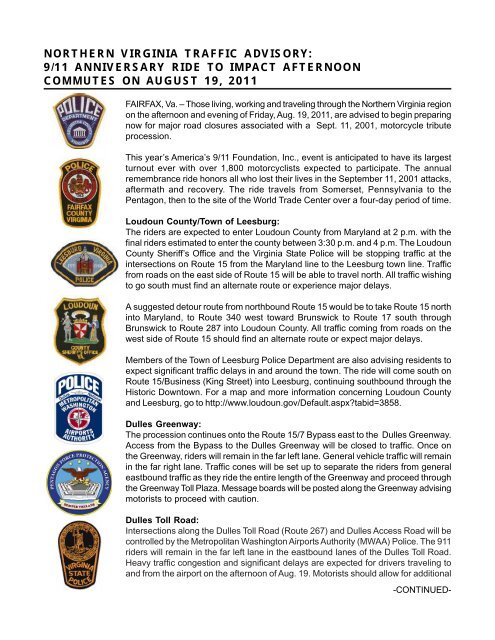 NOVA Traffic Advisory - Virginia State Police