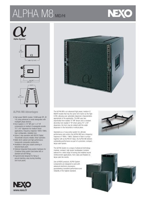 alpha m8 mid/hi data sheet - Nexo