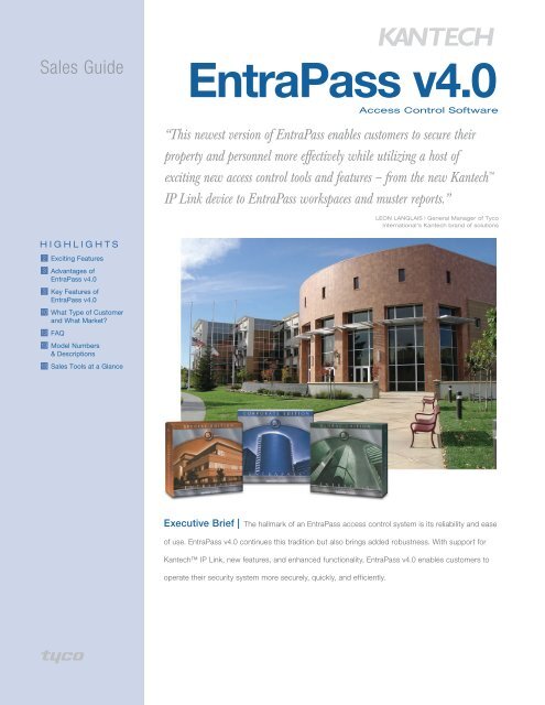 EntraPass Sales Guide - Kantech