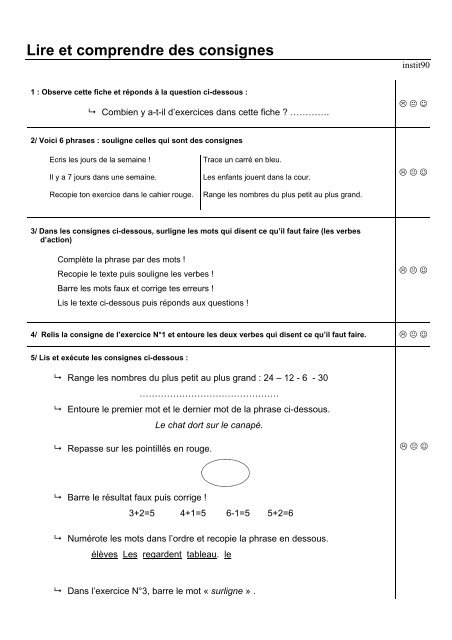 Lire et comprendre des consignes - Instit90