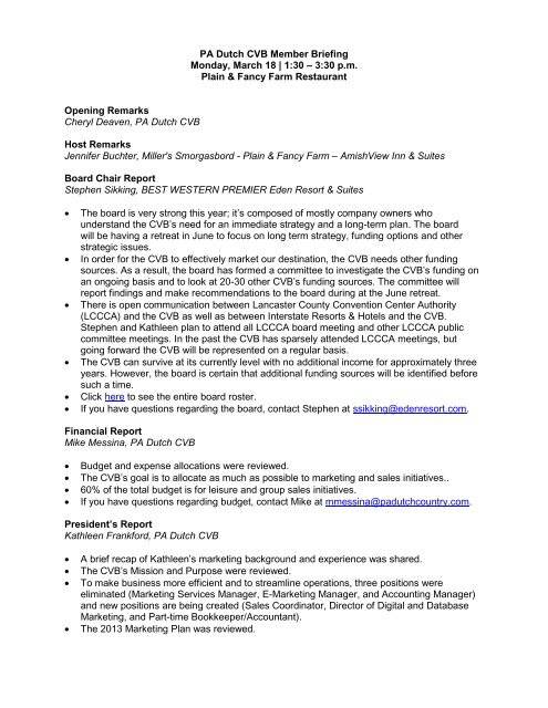 Meeting Minutes - Members Padutchcountry - Lancaster County