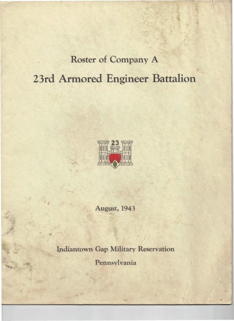 23rd Armored Engineer Battalion Company A Roster 1943 - Ccsu