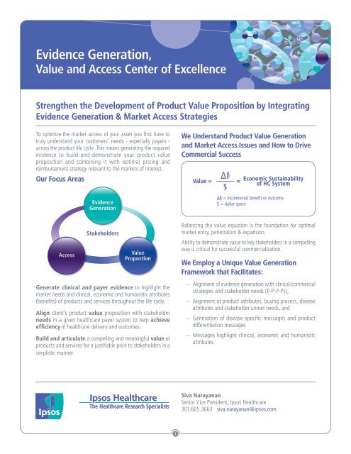 Evidence Generation, Value and Access Center of ... - Ipsos