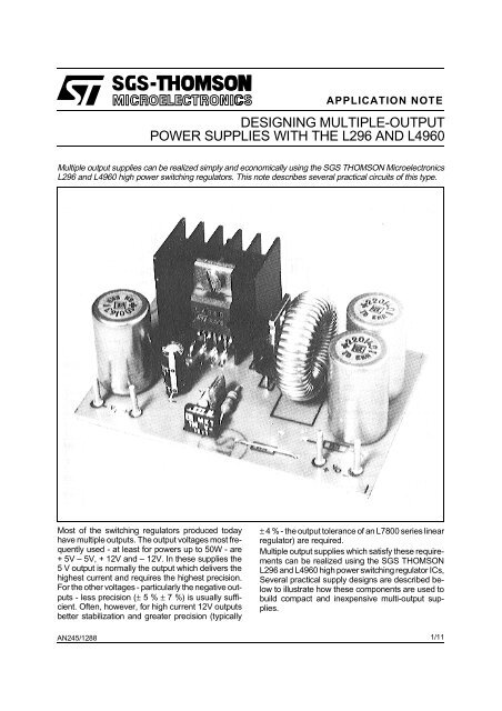 Designing multiple output power supplies with the L296 and L4960