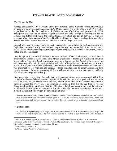 Fernand Braudel and Global History - Alan Macfarlane