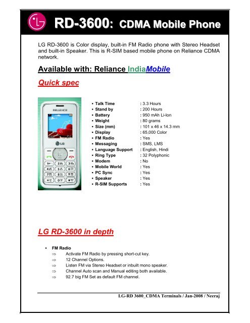 RD-3600 - LG Mobiles