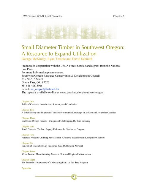 Small Diameter Timber in Southwest Oregon: A ... - Pacrimrcd.org