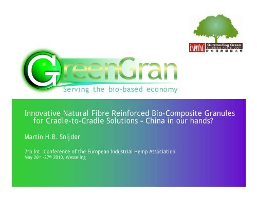 Innovative Natural Fibre Reinforced Bio-Composite ... - GreenGran