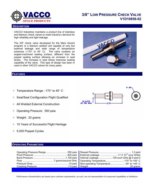 Check Valves - Vacco