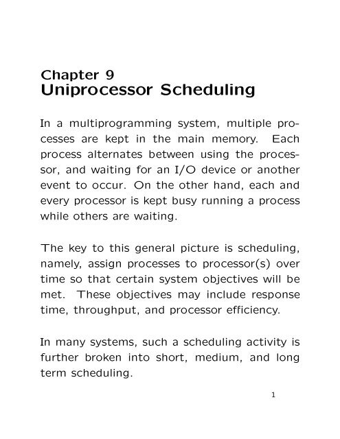 Uniprocessor Scheduling