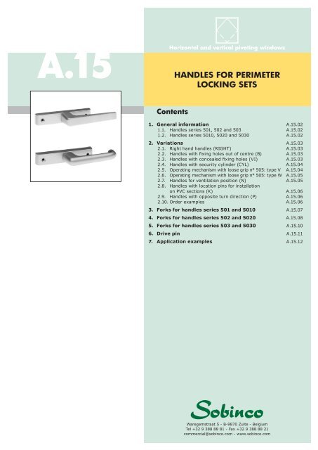 HANDLES FOR PERIMETER LOCKING SETS - Sobinco