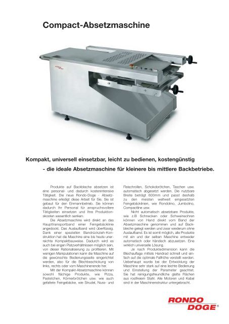 Compact-Absetzmaschine d - RONDO Burgdorf AG