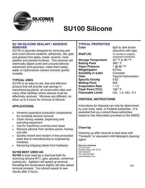 SU100 Silicone Sealant