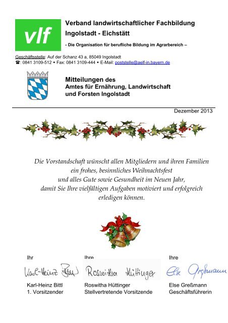 Rundbrief - Verband für landwirtschaftliche Fachbildung in Bayern eV