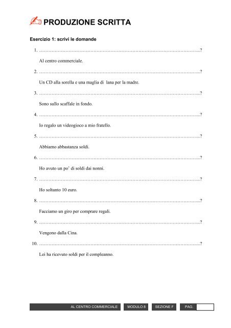 Produzione Scritta - Italiano L2
