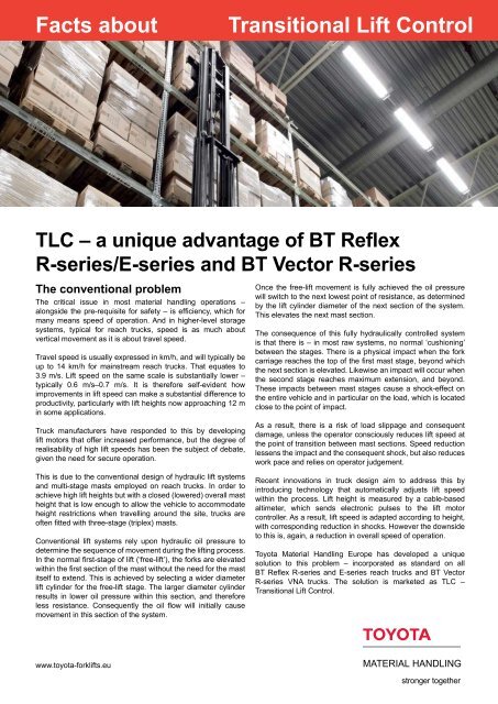 Facts about Transitional Lift Control TLC