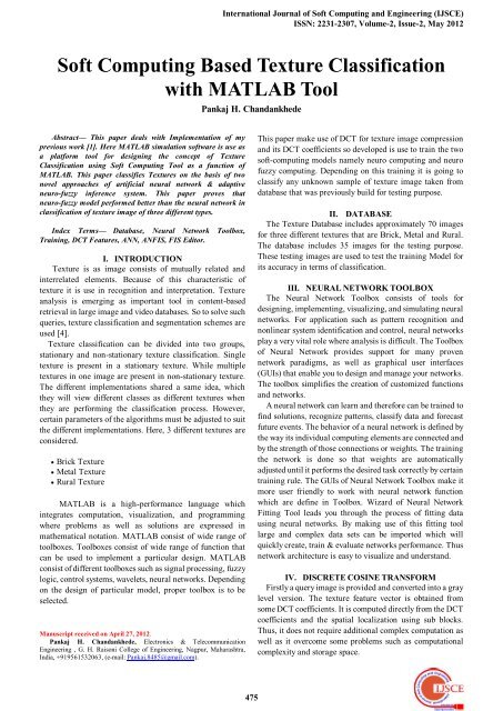 Soft Computing Based Texture Classification With Matlab Tool