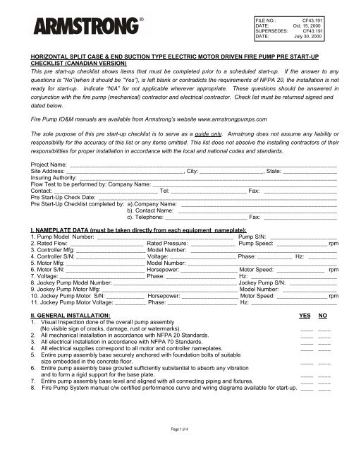 HORIZONTAL SPLIT CASE & END SUCTION ... - Armstrong Pumps
