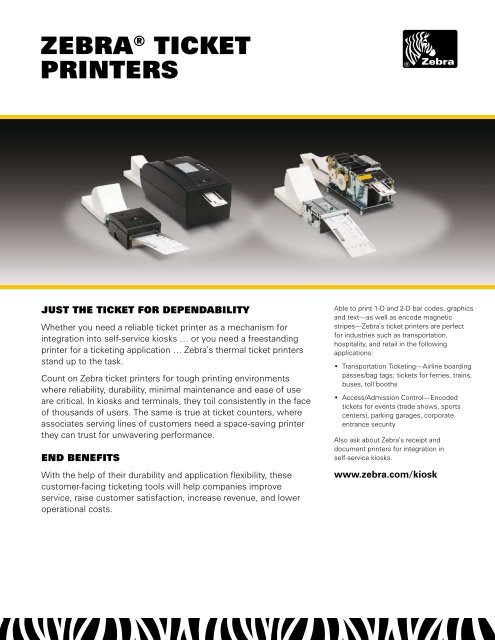 ZebraÃ‚Â® TickeT prinTers