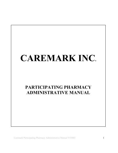 Caremark Administrative Manual