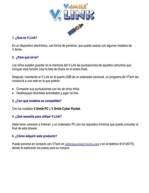 cartuchos compatibles con v.link - Console V.Smile