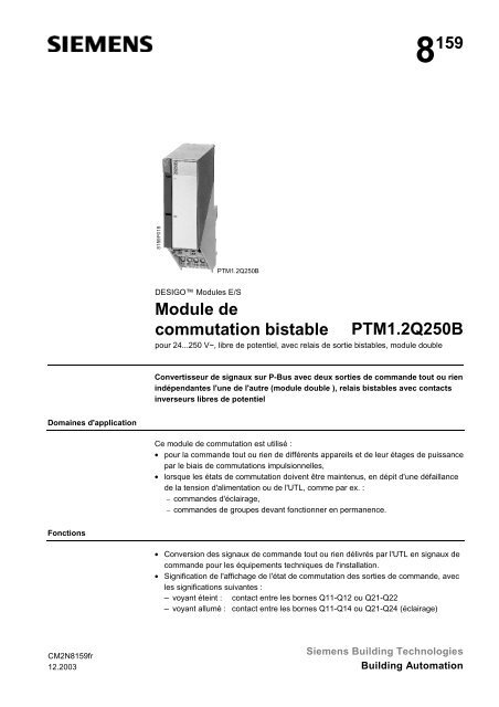 8159 Module de commutation bistable PTM1.2Q250B - Siemens ...