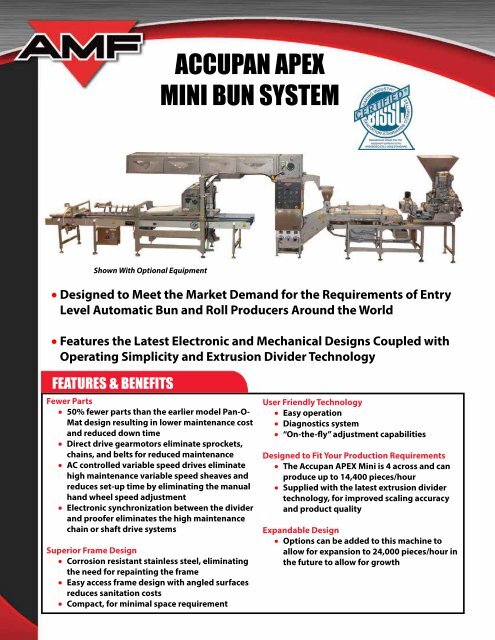 ACCUPAN APEX MINI BUN SYSTEM - AMF Bakery Systems